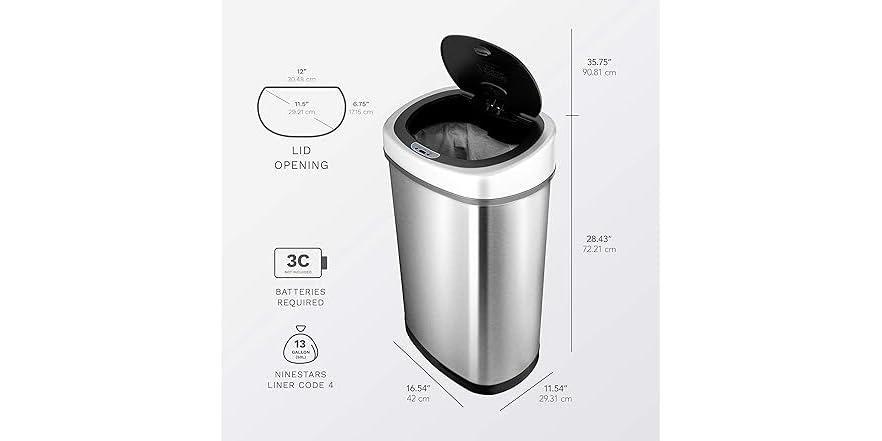 Ninestars Automatic Touchless 13G Trash Can