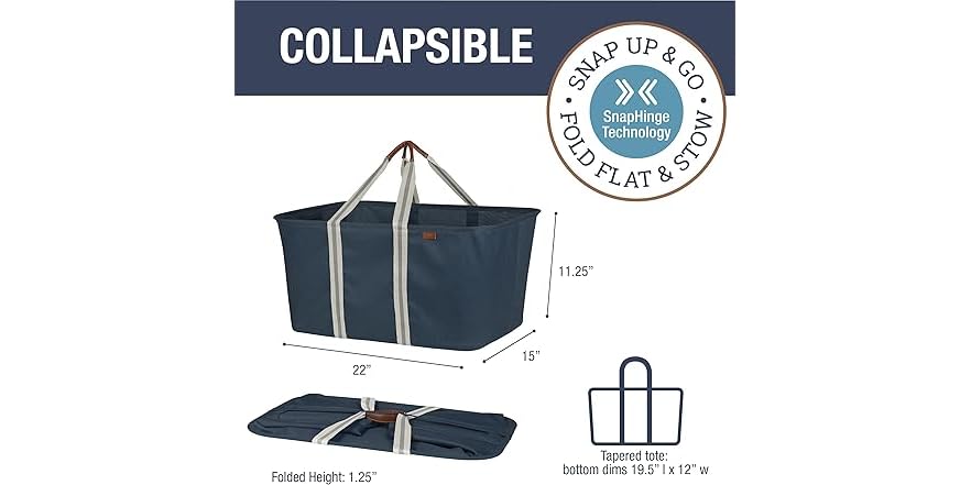CleverMade Collapsible LUXE Tote- 50L Navy/Noir Cream