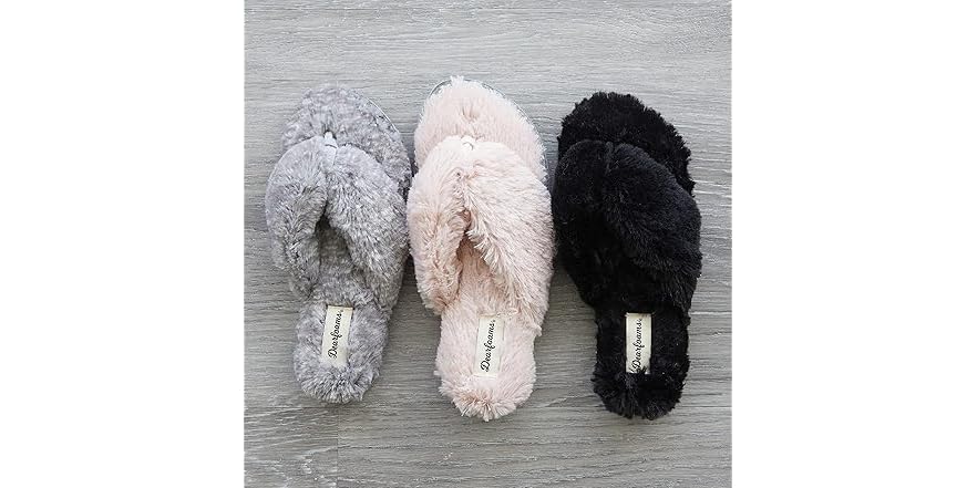 Dearfoams Women's Furry Thong Slippers