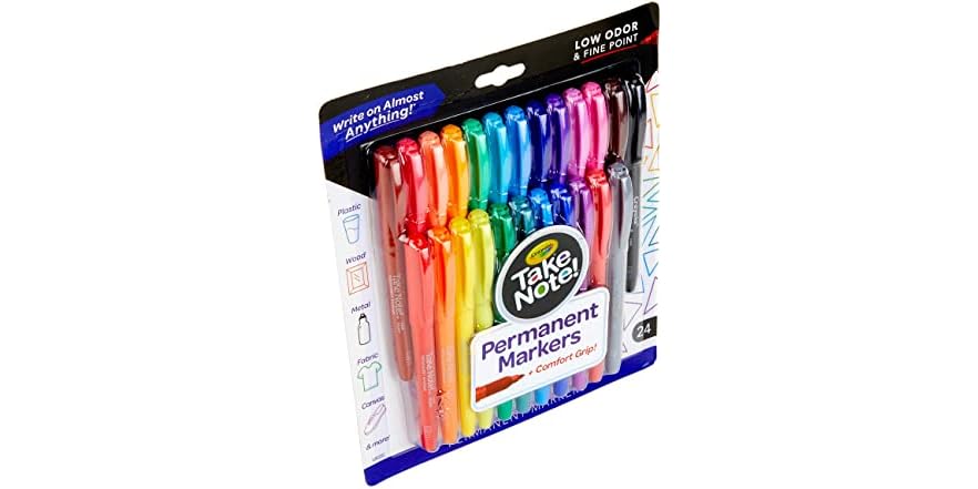 Crayola Take Note Fine Point Permanent Markers, 24 Count