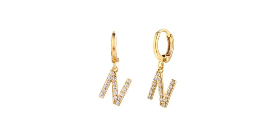 18K Gold Plated Dangling Initial Earrings