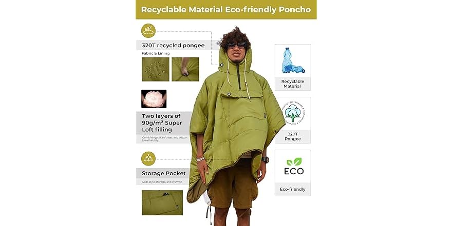 KingCamp Blanket Poncho Hooded Ultralight