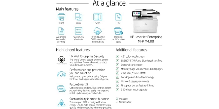 HP LaserJet Enterprise MFP M430f Monochrome All-in-One Printer