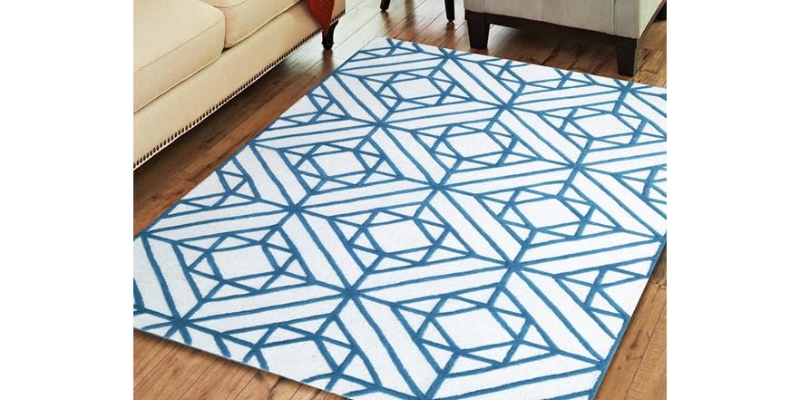 Hand Tufted Diamond Motif Wool Rug