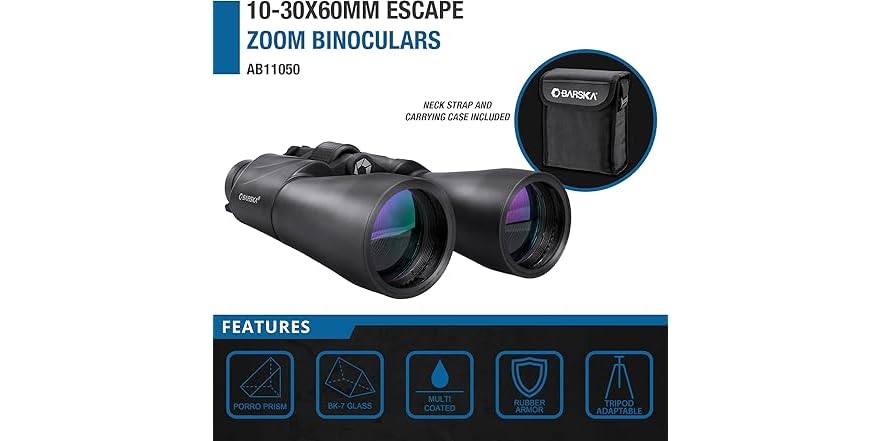 Escape Porro 10-30x60 Zoom Binoculars