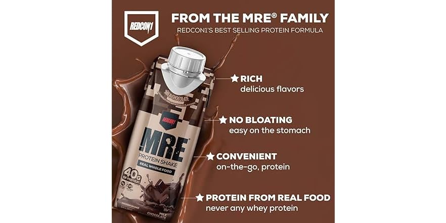 (12 Pack) REDCON1 MRE Ready to Drink Protein Shakes