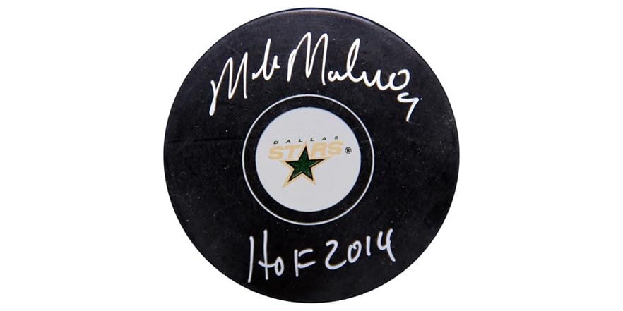Mike Modano Stars Puck HOF Insc.