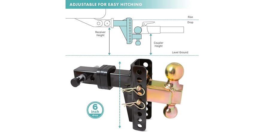 Zone Tech HI0004 Adjustable Trailer Hitch Black