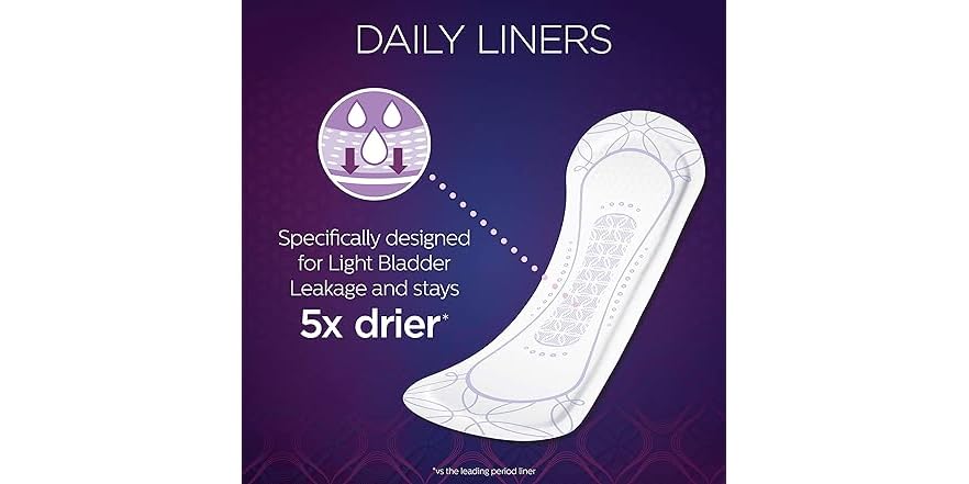 Poise Incontinence Liners, Light Absorbency, 44 Count