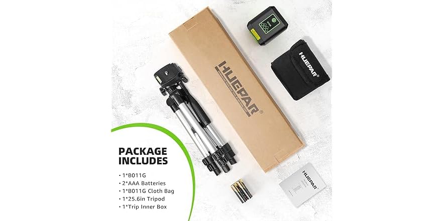 Huepar 100Ft Self Leveling Laser Level with Tripod