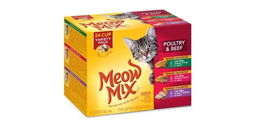 Meow Mix Poultry And Beef Variety Pack 24 Ct
