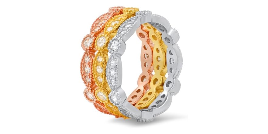 Tri-Color 3-Piece Stackable Ring Set