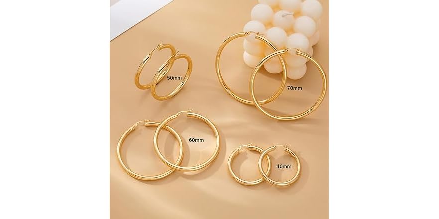 Sterling Silver Big Hoop Earrings 2 Pack