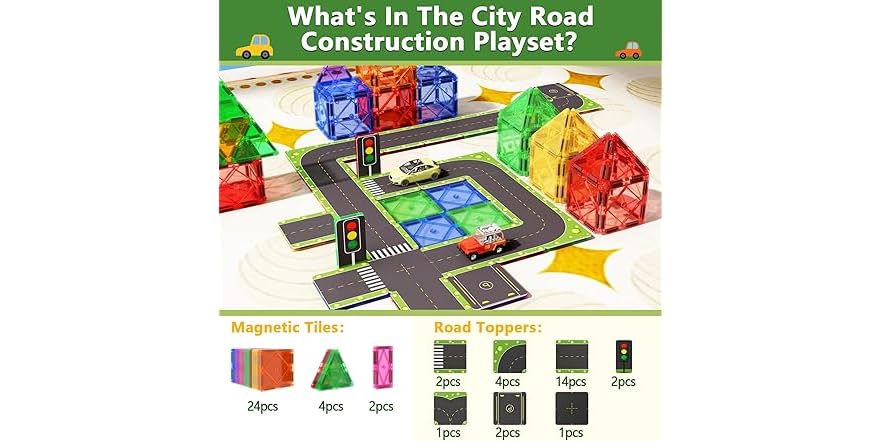 Magnetic Tiles Road Toppers Set