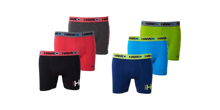 Tony Hawk Mens Athletic Boxer Briefs 6PK