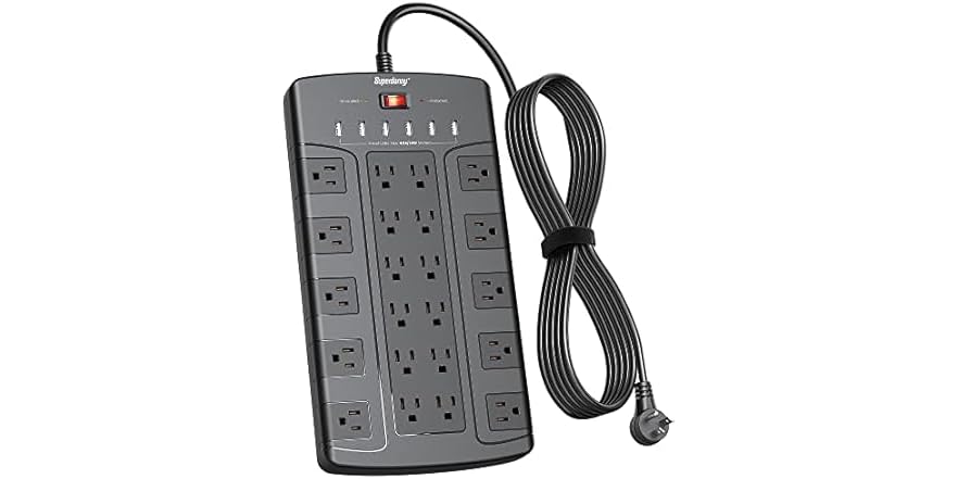 SUPERDANNY Surge Protector (22 Outlets, 6 USB Ports)