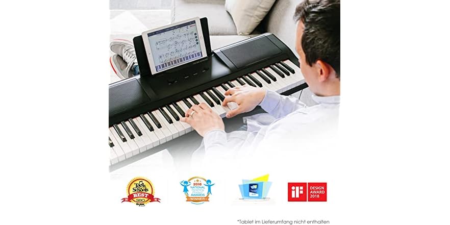 The ONE Smart Piano Keyboard with Lighted Keys, Onyx Black
