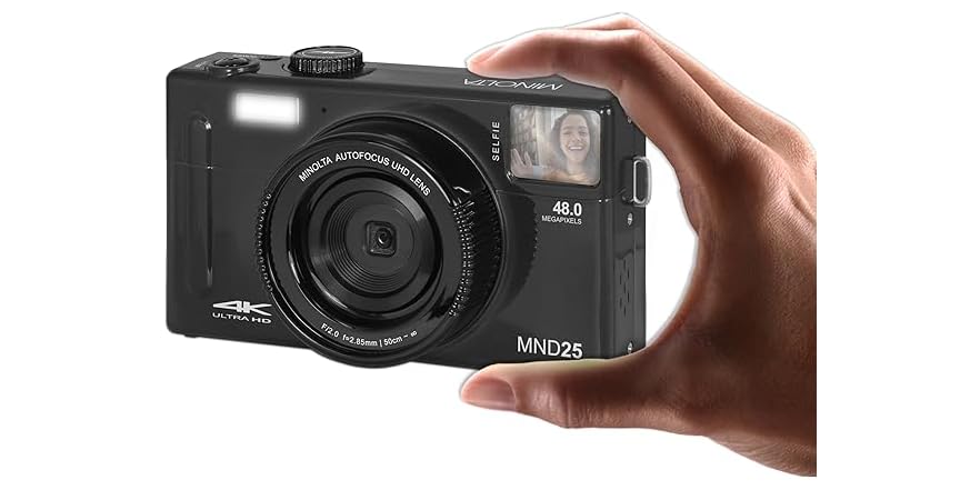 Minolta MND25 48MP Autofocus 4K Ultra HD Camera w/Selfie Mirror (Open Box)