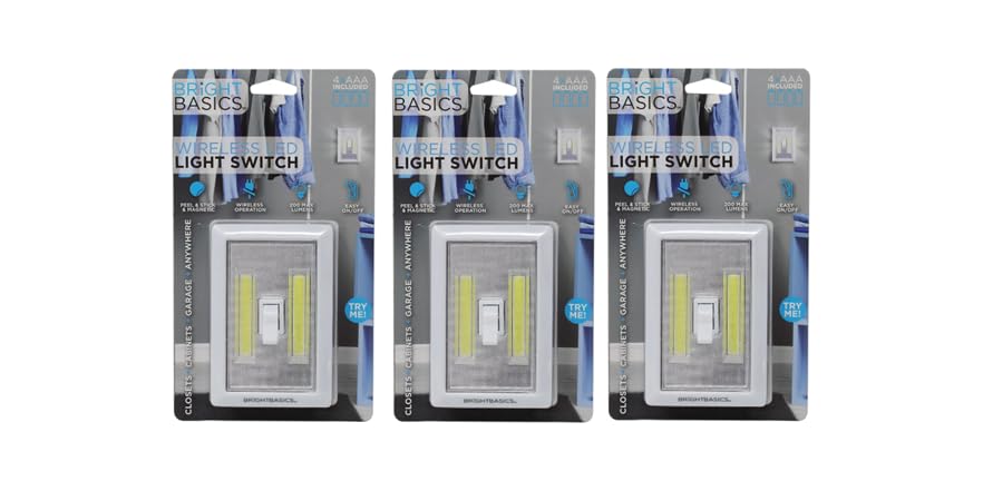Wireless LED Light Switch, 3-Pack