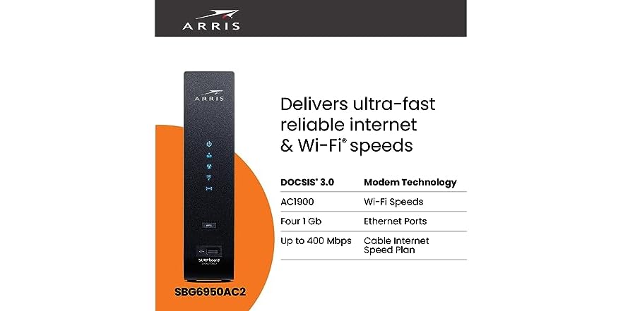 ARRIS SBG7400AC2-RB DOCSIS 3.0 Cable Modem & Router (Open Box)
