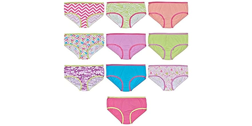 Trimfit Girls Colorful Heart Panties 10 Pack, XS