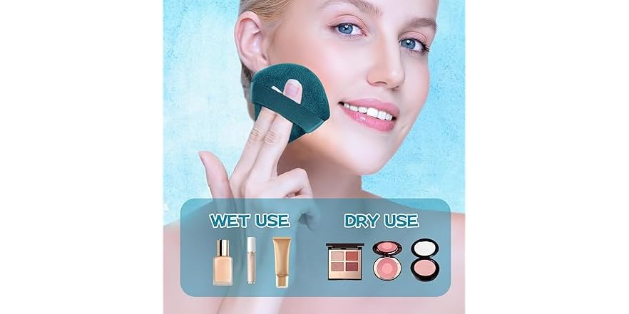 8 Pieces Triangle Powder Puff Peacock Blue