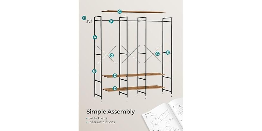 SONGMICS Clothes Rack, 55.5"W