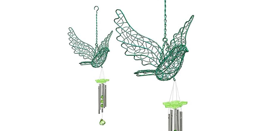 Filigree Dove Wind Chime - Green