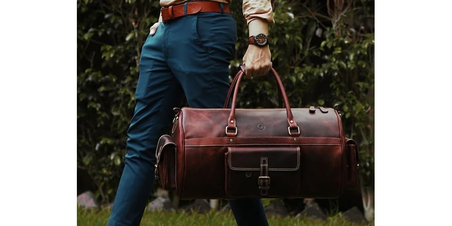 20" Full Grain Barrel Leather Duffel Bag (Open Box)