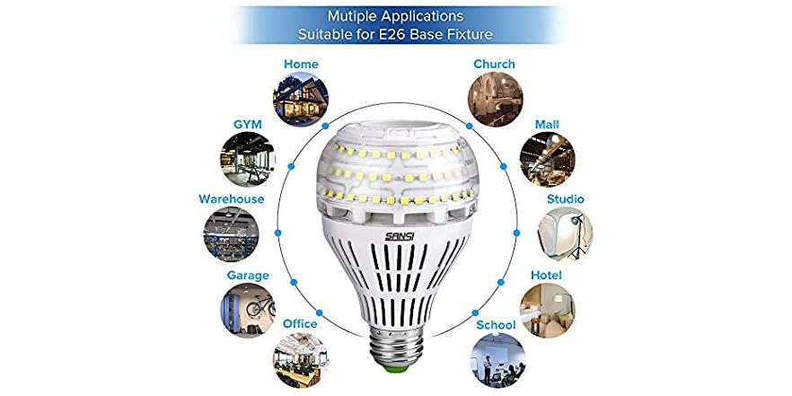 SANSI 27W 5000K Non-dimmable LED Bulbs, 2-Pack