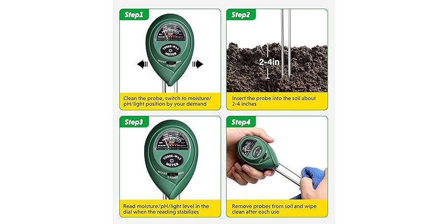 iPower Soil Meter, 3-in-1 Plant Moisture