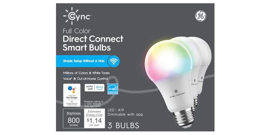 3-Pack CYNC Full Color Smart Bulbs LED A19