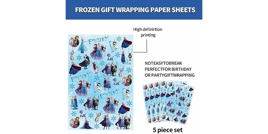 5 Pcs Frozen Wrapping Paper