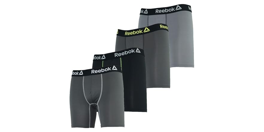 Reebok Men's Core Performance Boxer Briefs 4-Pack