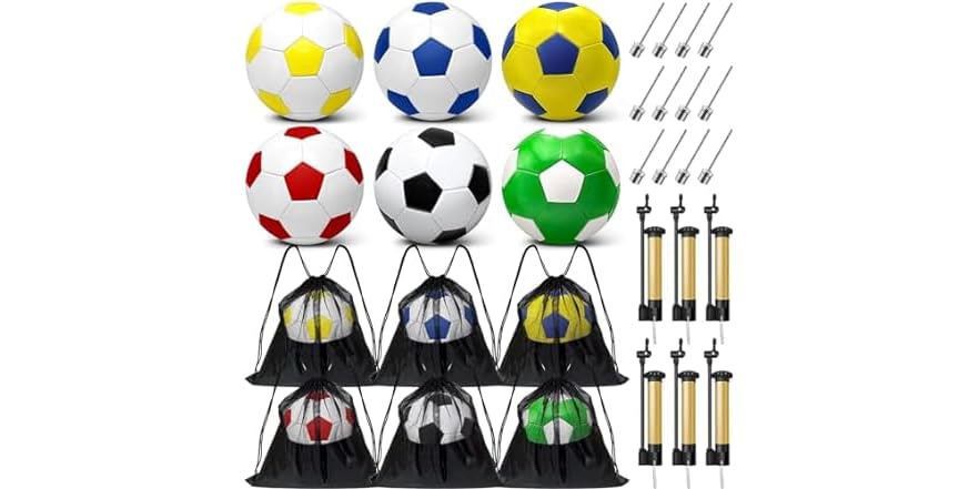 6 Pack Deflated Soccer Ball With Pumps
