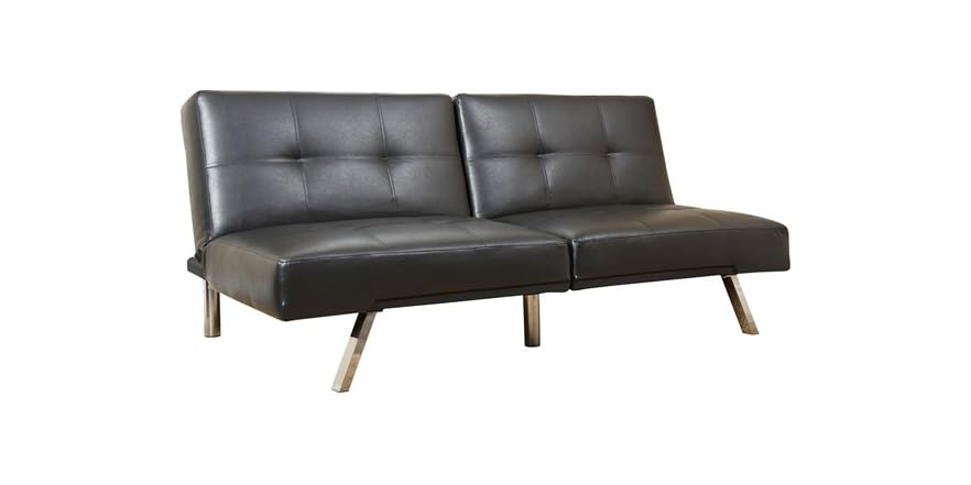 Duke Leather Convertible Sofa, Black
