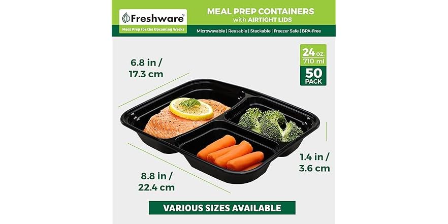 Freshware Meal Prep Containers [50 Pack]