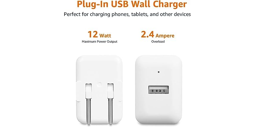 (2 Pack) AmazonBasics 12W USB-A Wall Chargers