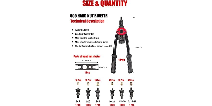RZX 13" Rivet Nut Hand Riveter