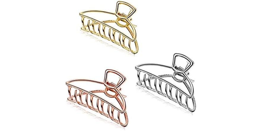 Emoly 3 Pack Large Metal Claw Clips