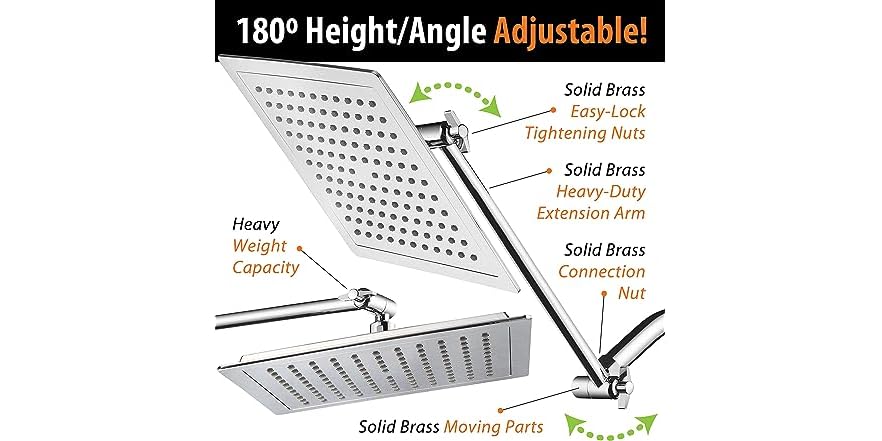 AquaSpa Giant 9" Diagonal Square Rain Shower Head