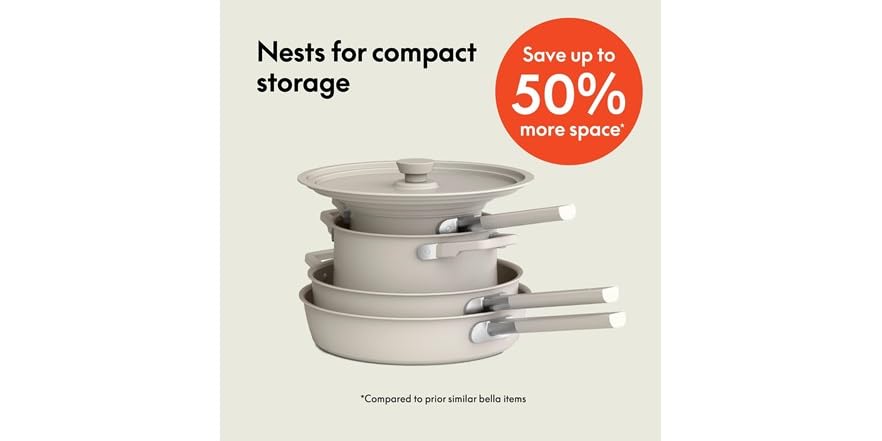 bella 9 Piece StoreMore Cookware Set, Fits-anywhere