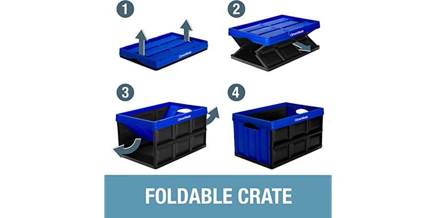 CleverMade 3PK Folding Box Solid Wall 32L - No Lid