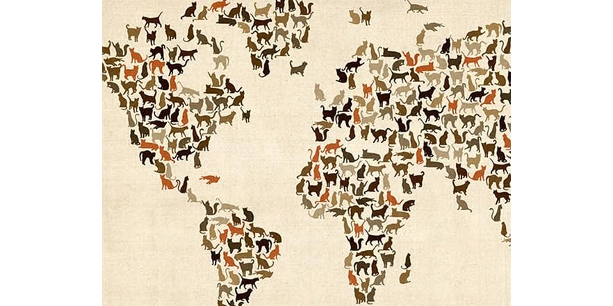 World Map of Cats 18x24 Canvas
