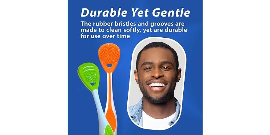(3 Pack) Tongue Cleaner with Gentle Cheek Scraper.