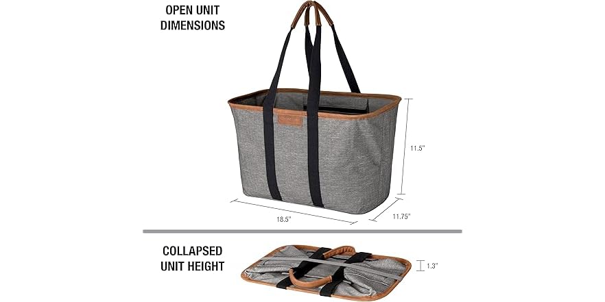 CleverMade Collapsible LUXE Tote- 30, Gray/Black
