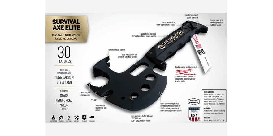 Off Grid Tools Survival Axe Elite