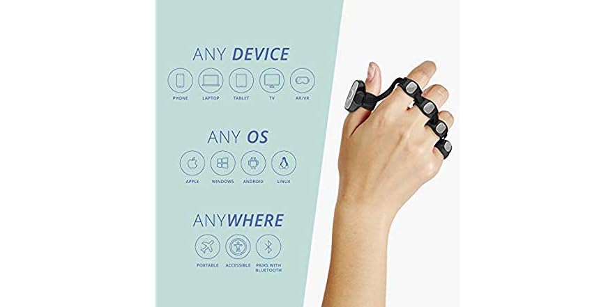 Tap Strap Bluetooth Wearable Keyboard Mouse