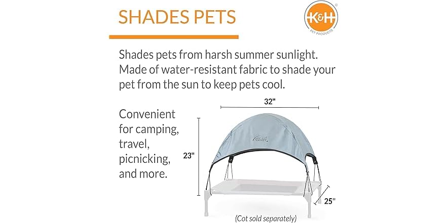 K&H Outdoor Elevated Dog Cot Canopy