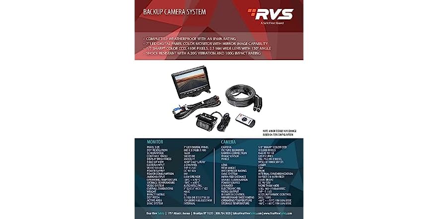 7" Backup Camera System for RV/Truck/Bus